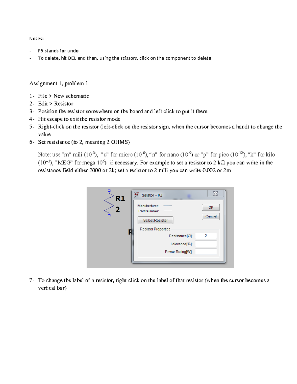 Assignment 1 Problem 1 solution - LTSpice step by step - Notes: F9 ...
