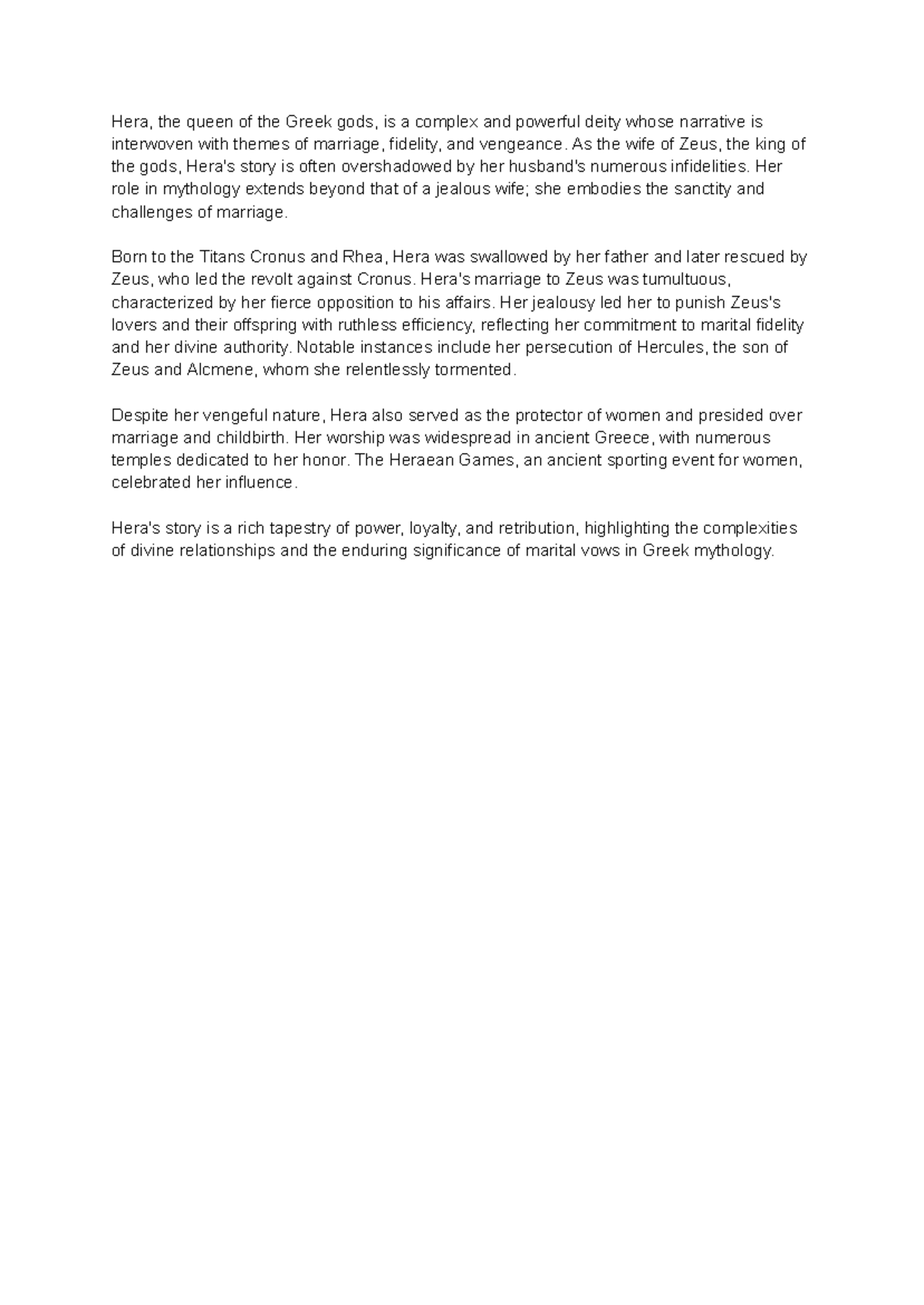 HERA - Hera, the queen of the Greek gods, is a complex and powerful ...