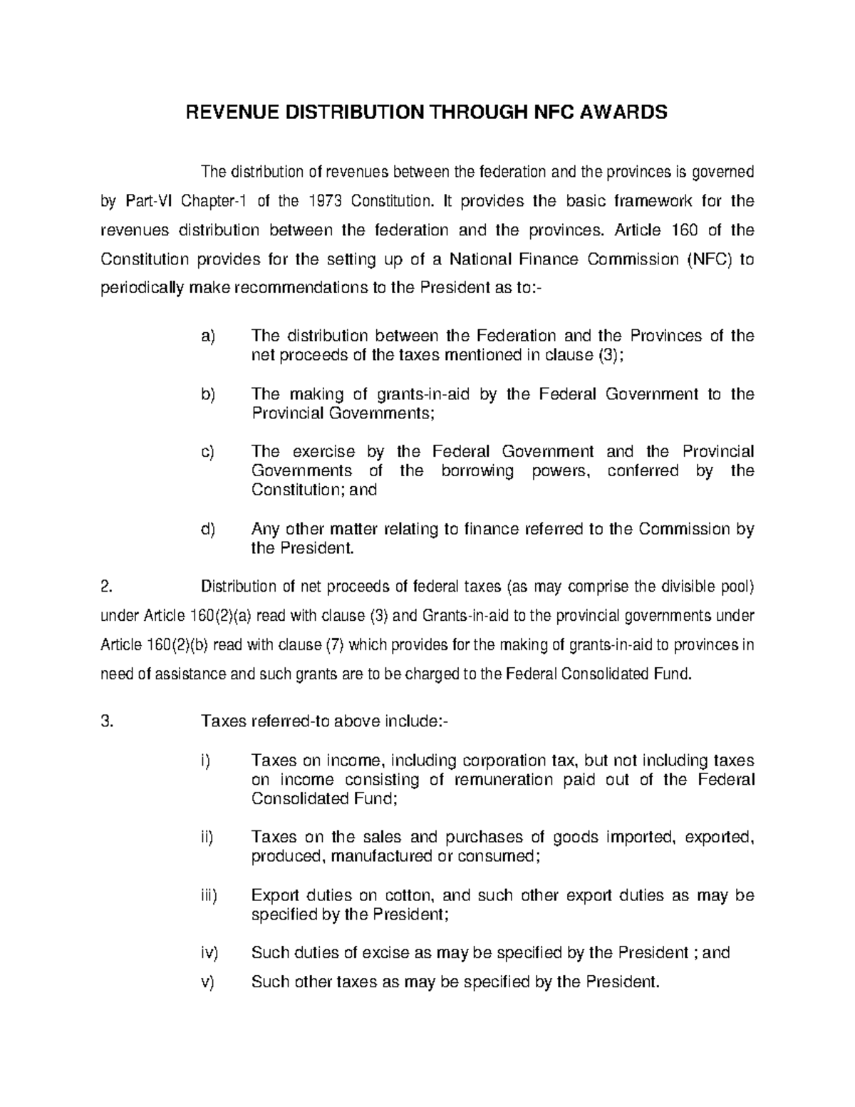 NFCAwards - share of provinces - REVENUE DISTRIBUTION THROUGH NFC ...