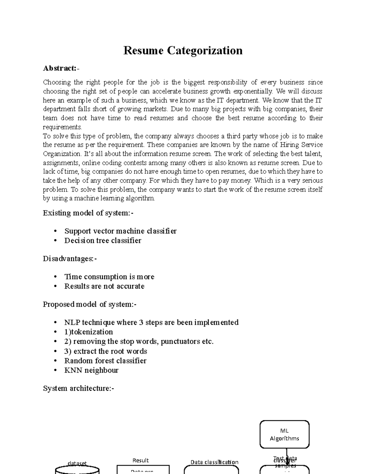 Resume Categorization Abstract 10 - Resume Categorization Abstract:- Choosing the right people ...