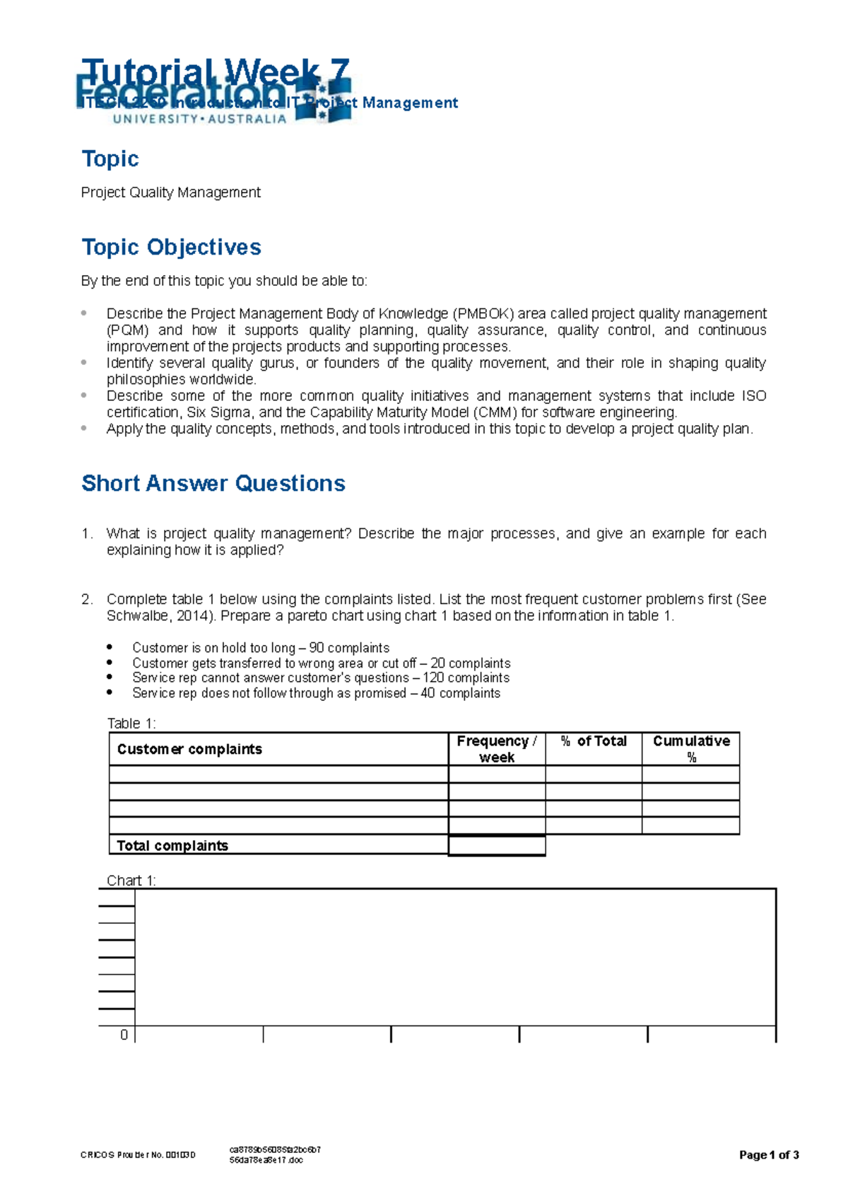 07 tutorial - ldnlakzn - Tutorial Week 7 ITECH 2250 Introduction to IT Project Management Topic ...