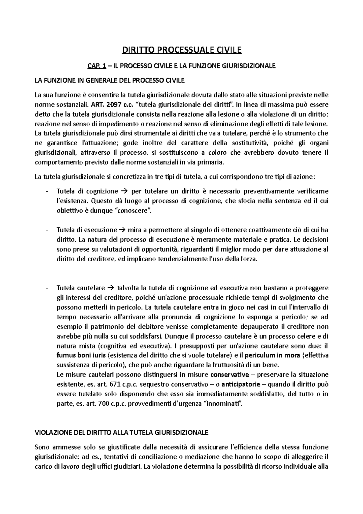 Elementi di diritto processuale civile Merlin - DIRITTO PROCESSUALE CIVILE CAP. 1 – IL PROCESSO ...
