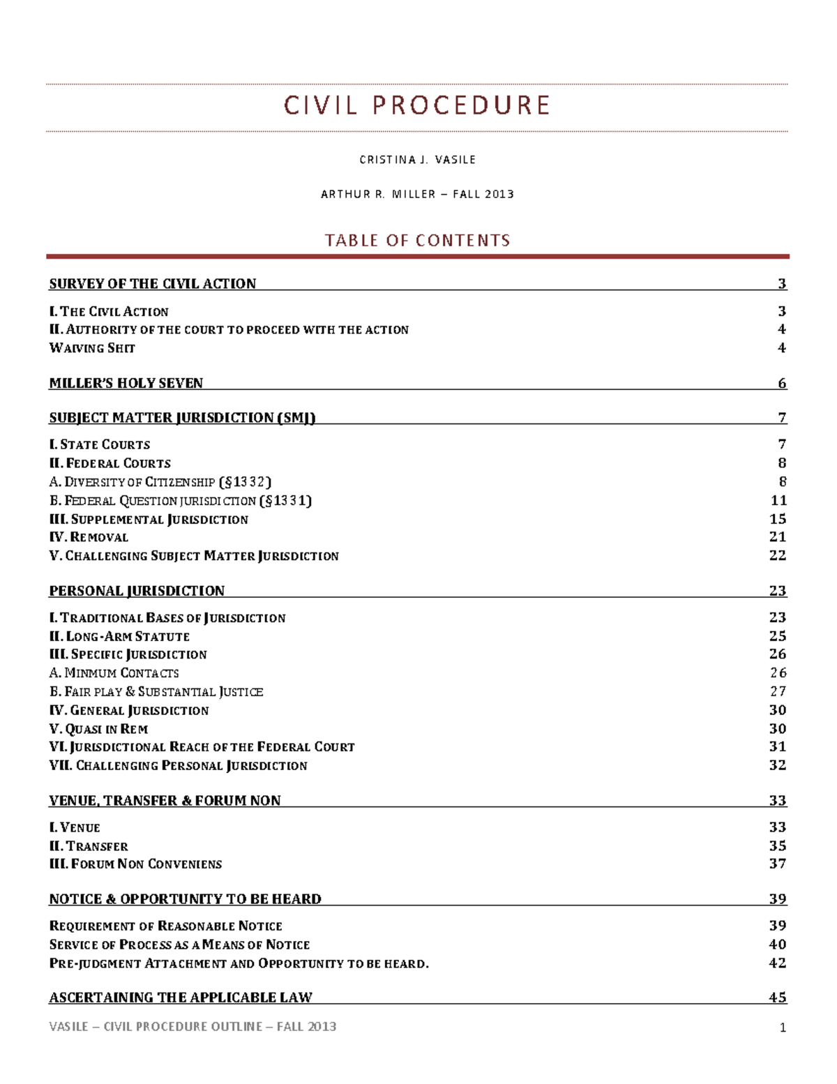 Best Civ Pro Outline - C I V I L ' P R O C E D U R E ' C R I S T I N A ...