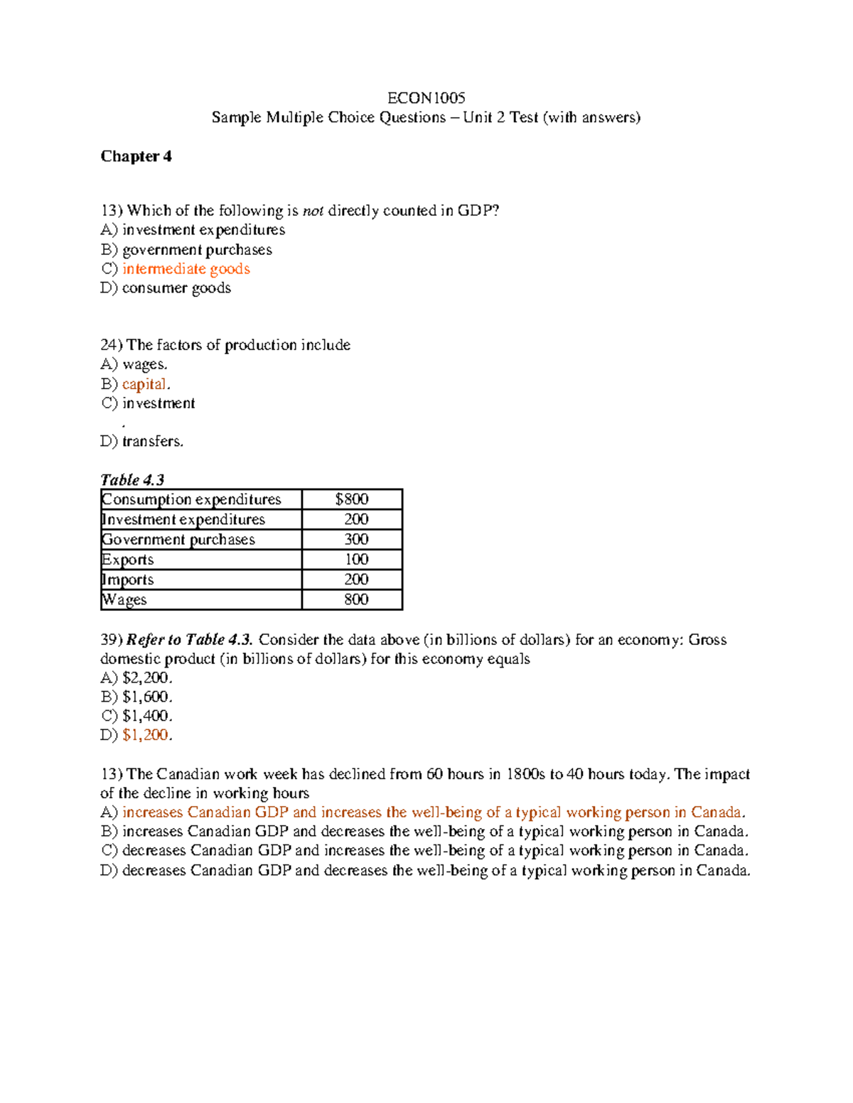 Practice Qs CH 4 - 9 with ans - ECON Sample Multiple Choice Questions ...