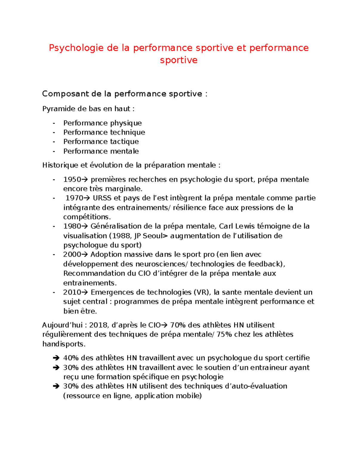 TD4 - cours psycho de la performance - Psychologie de la performance ...