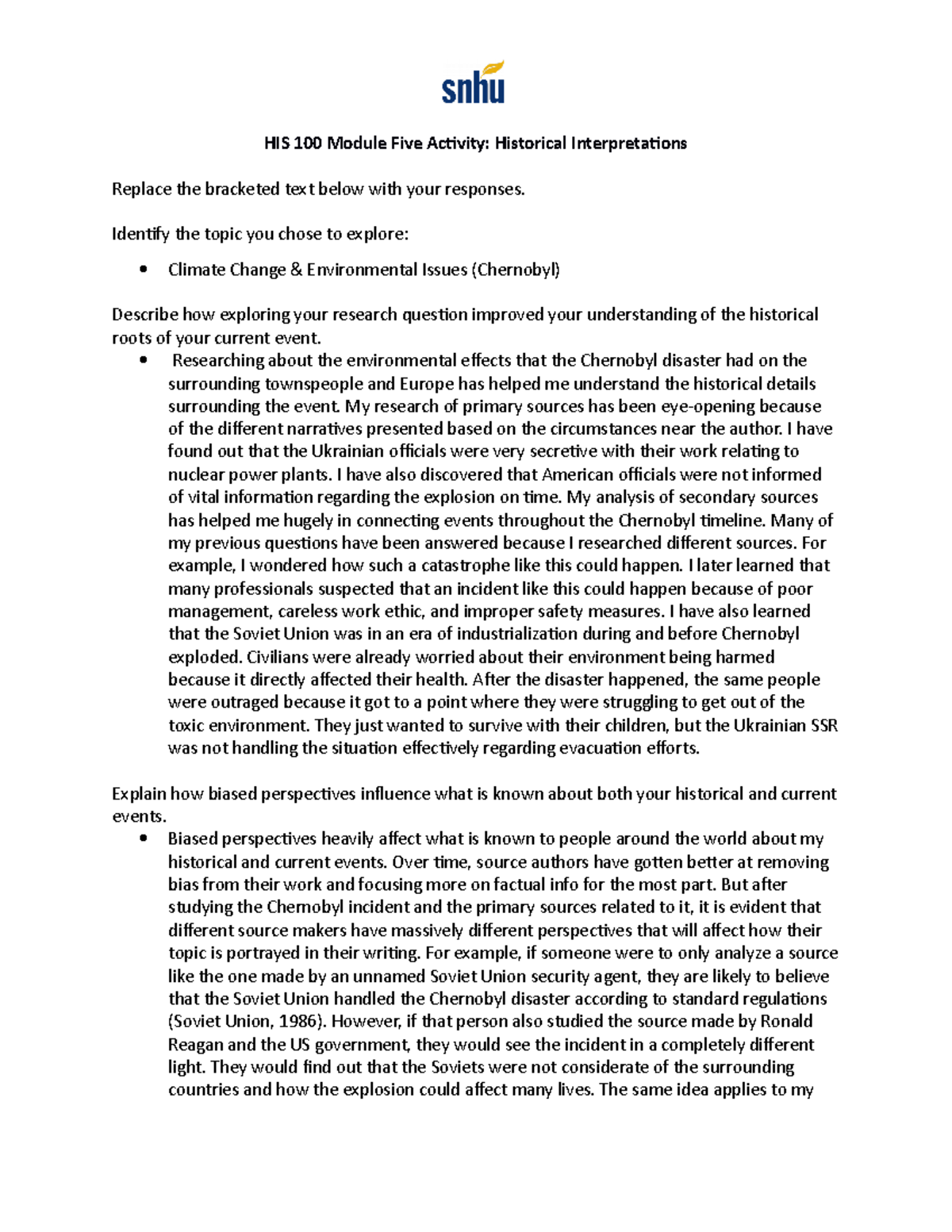 Module 5 - Activity - Historical Interpretations - HIS 100 Module Five ...