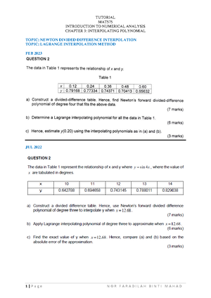Tutorial 1 Solutions of Non Linear Equation - Introduction To Numerical ...