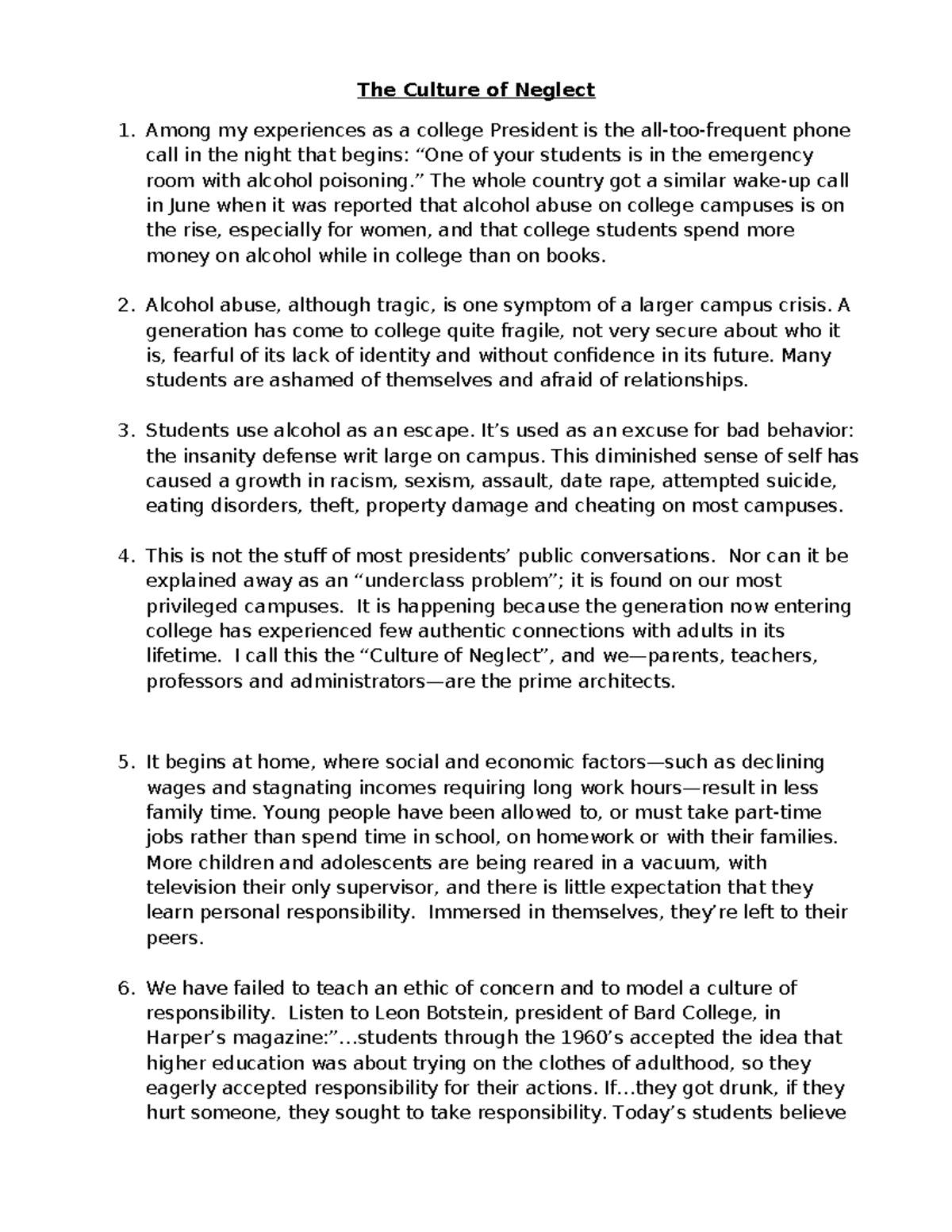 3 The Culture of Neglect - The Culture of Neglect Among my experiences ...