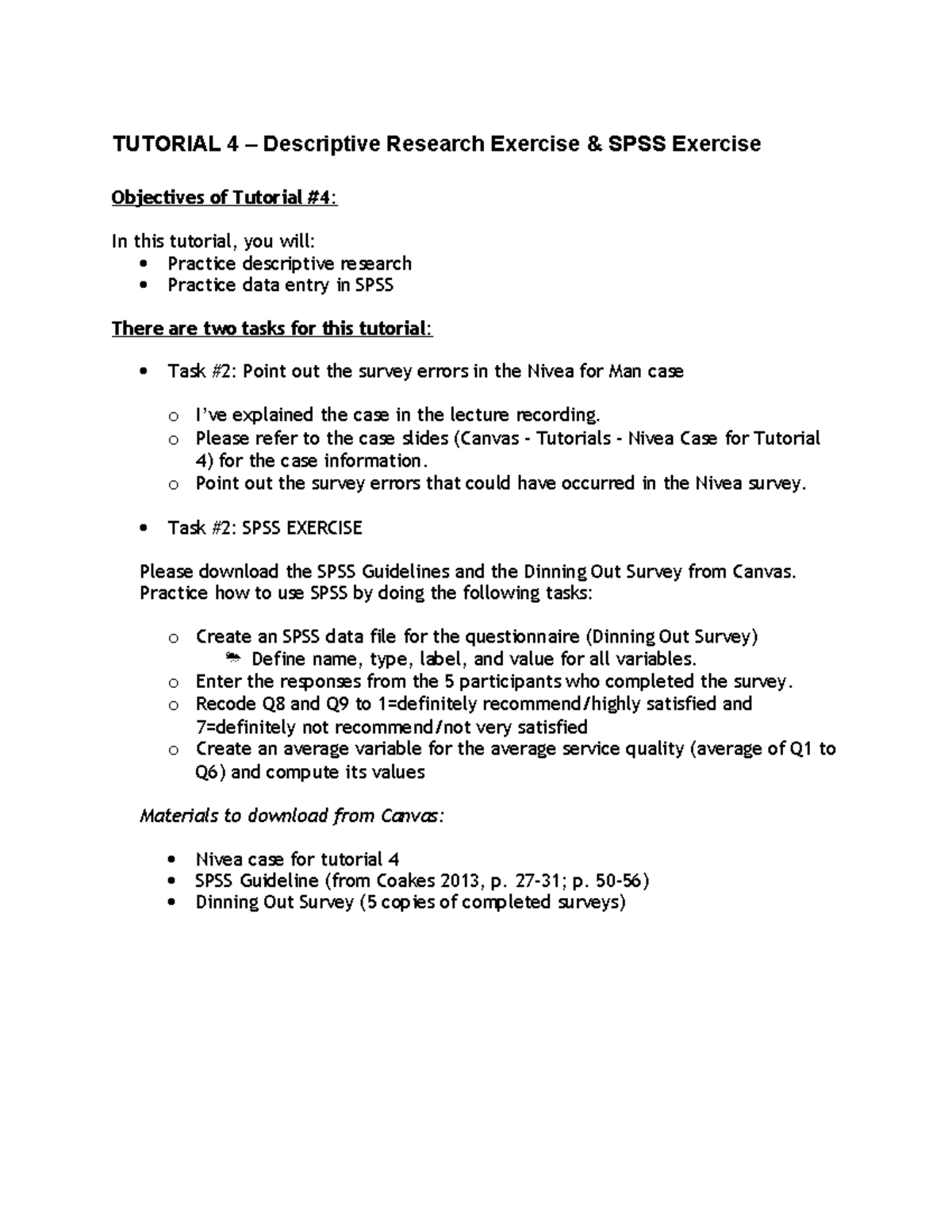 Tutorial S 4 - Research Design part 3 - TUTORIAL 4 – Descriptive ...