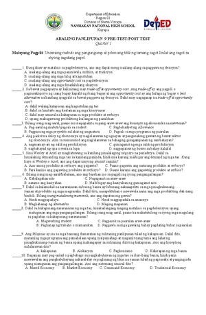 Science 10 Q3 TQs - Republic of the Philippines Department of Education Region XI Schools ...