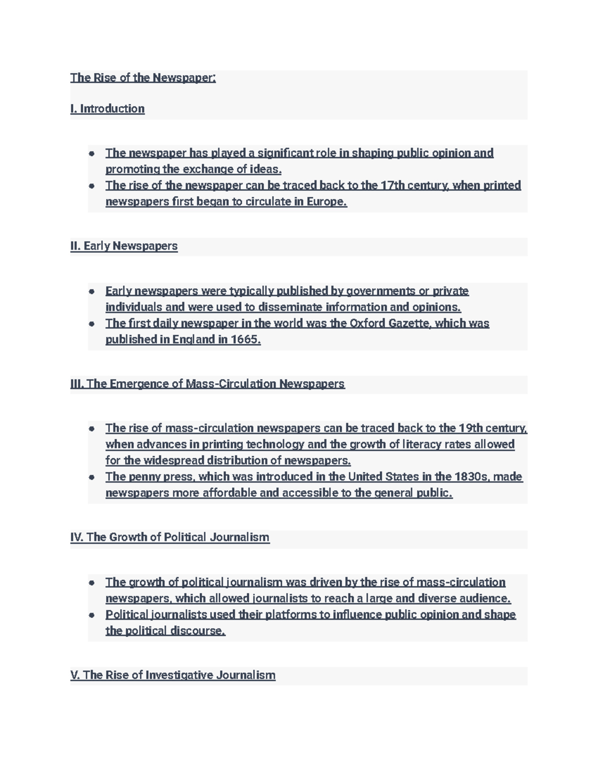 The Rise of the Newspaper - Introduction The newspaper has played a ...