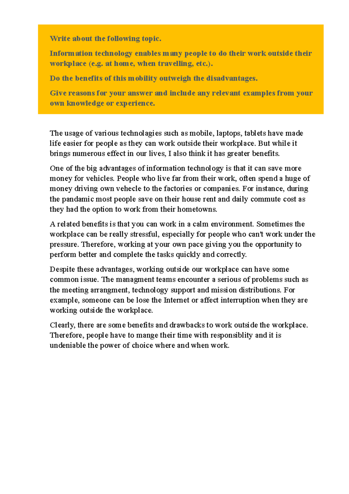 Writing 04 - xfbchzndxgmrzf - Write about the following topic ...