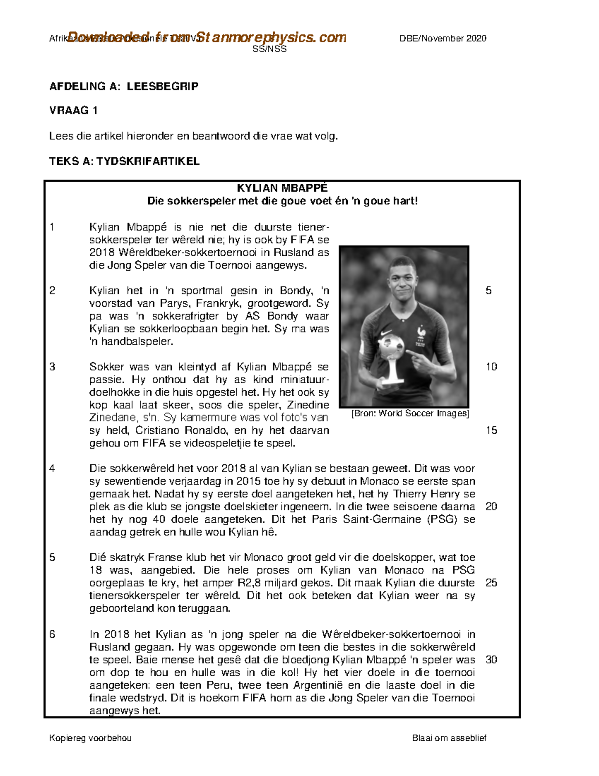 Afrikaans FAL Grade 12 Nov 2020 P1 and Memo - Afrikaans Eerste Addisionele Taal/V1 3 DBE ...