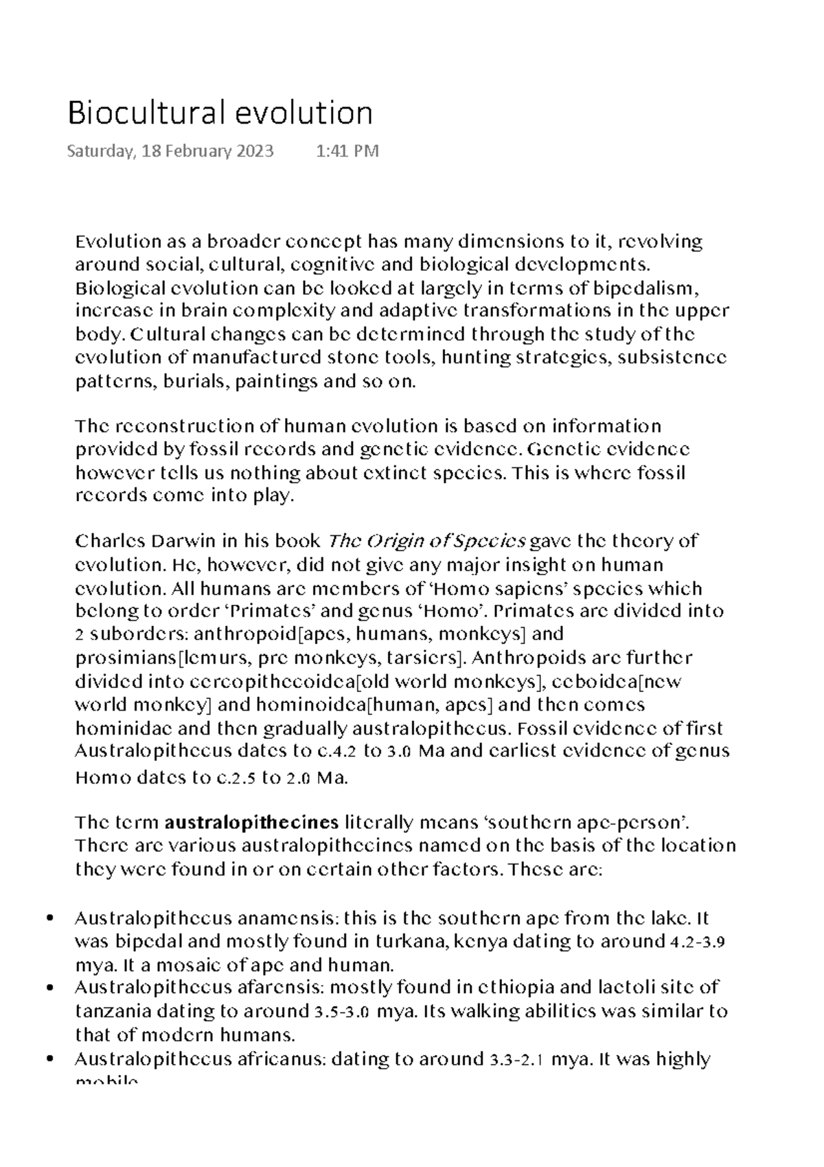 Bio cultural evolution - Evolution as a broader concept has many ...