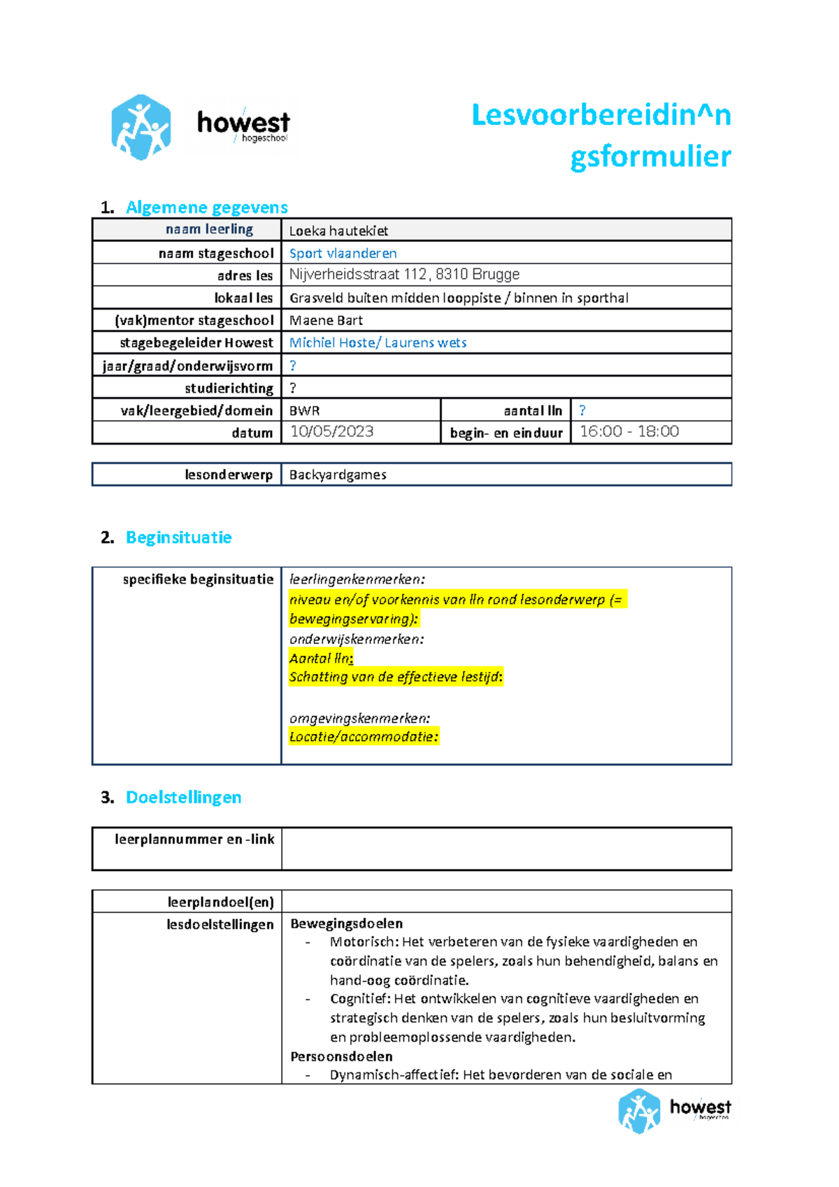 Lesvoorbereiding BWR backyardgames 10mei - Lesvoorbereidin^n ...