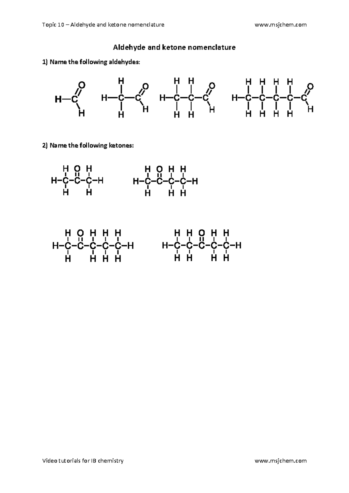 Aldehydes and ketones nomenclature - Studocu