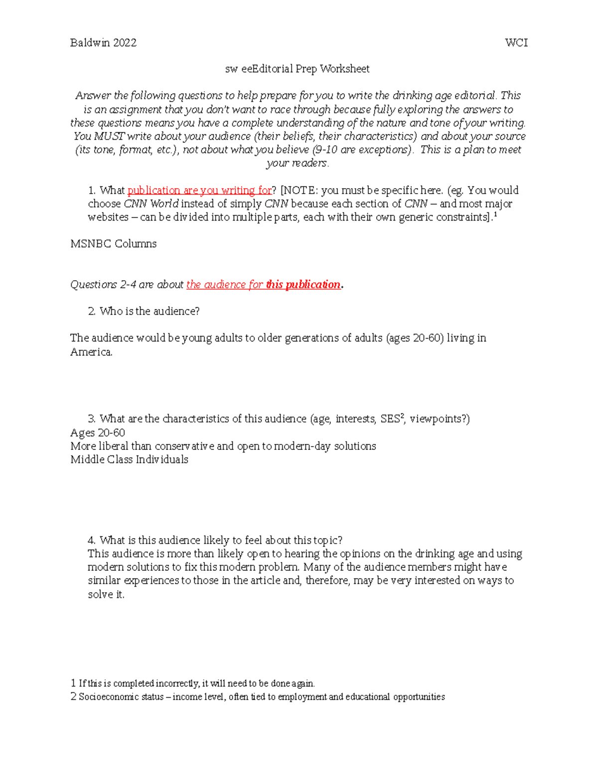 Ed Prep Worksheet S22 - Baldwin 2022 WCI sw eeEditorial Prep Worksheet ...