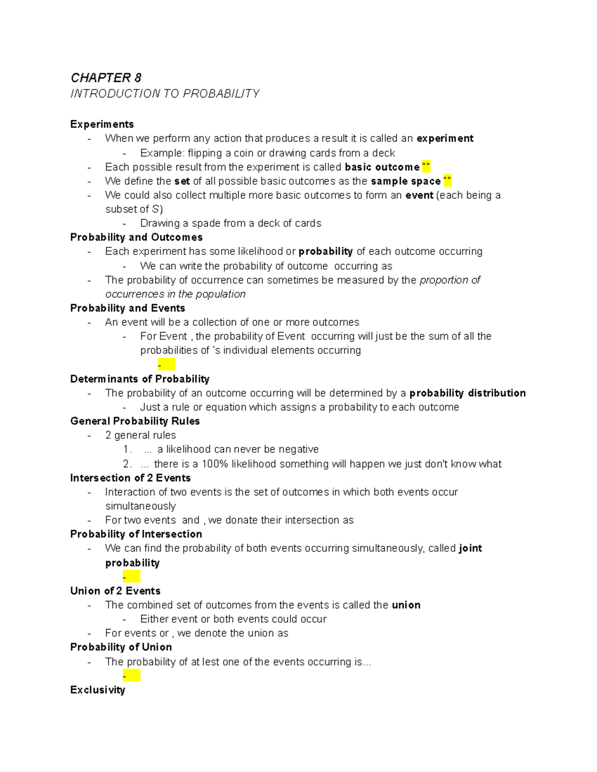 UNIT 4 - Introduction TO Probability - CHAPTER 8 INTRODUCTION TO ...