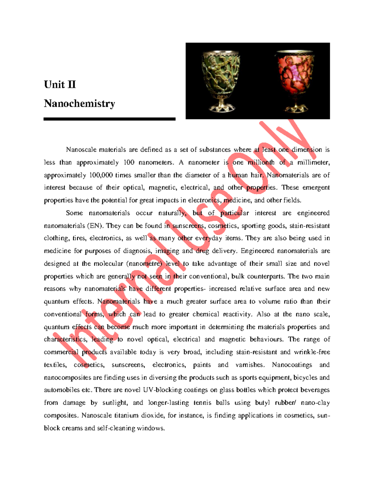 Nanochemistry - need notes - Unit II Nanochemistry Nanoscale materials ...