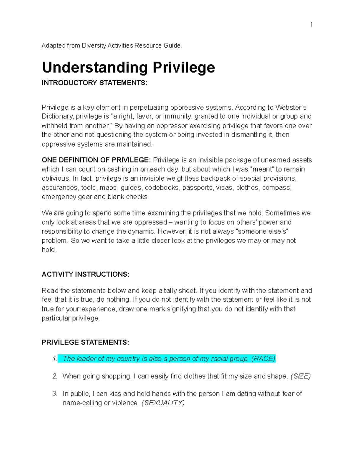 Weekly Activity Privilege Statements 2021- Tumesh Narine 100706650 ...