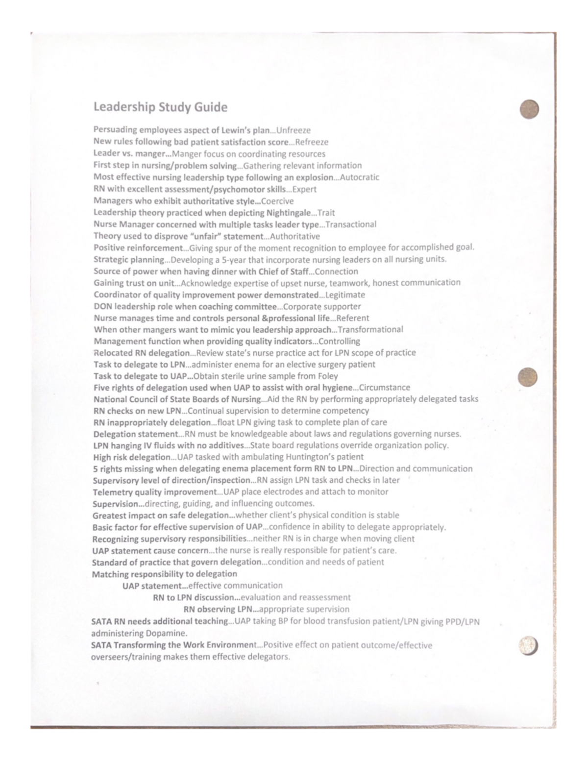 Leadership Study Guide - manger Manger focus on coordinating resources ...