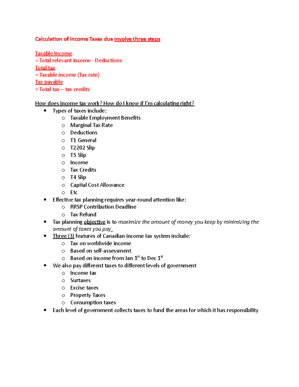 Week 3 Income Taxes - Notes are according to Prof. David Parker's ...