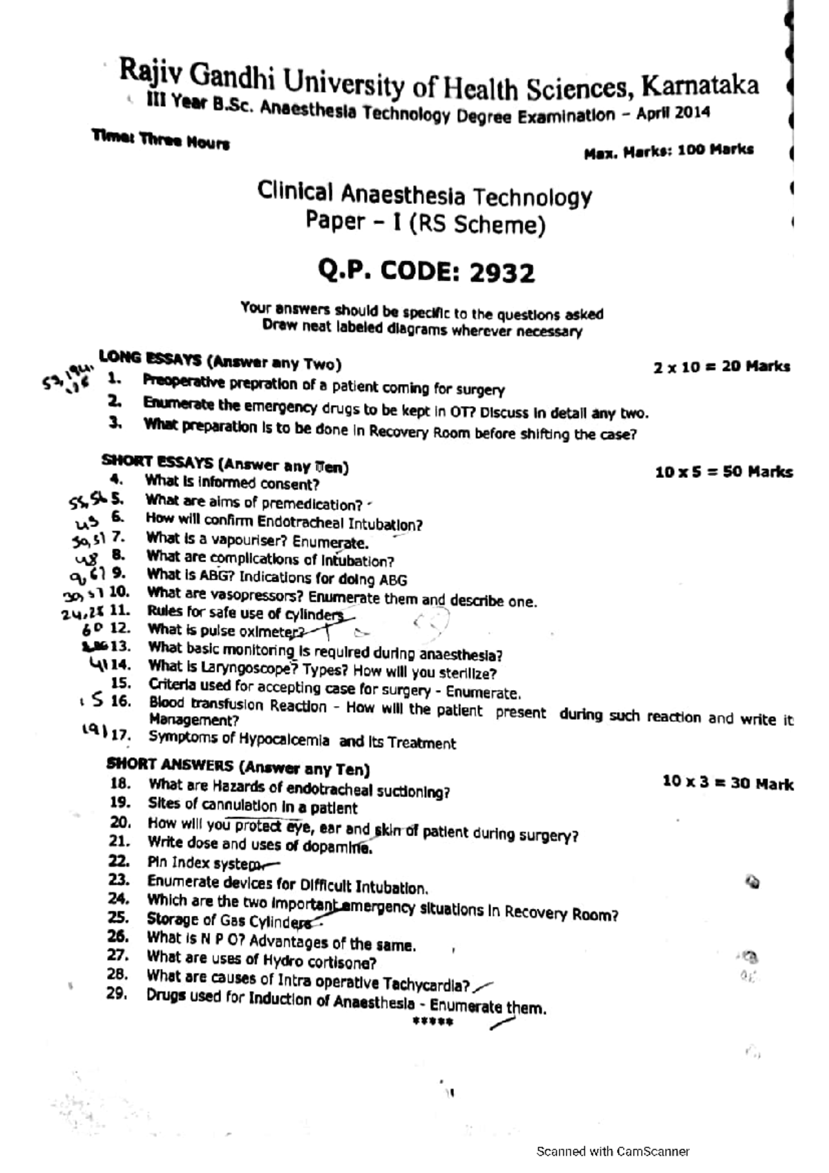 Anaesthesia Technology 3rd Year papers 2 1 - Anesthesiology - Studocu