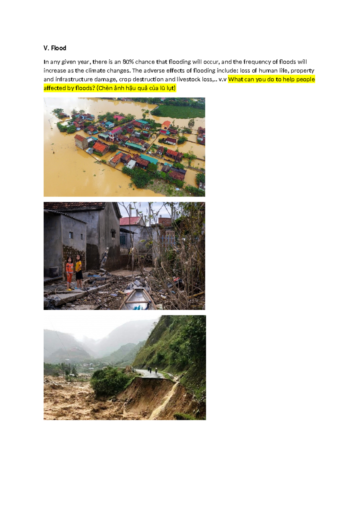 Topic: Flood - English - V. Flood In any given year, there is an 80% ...