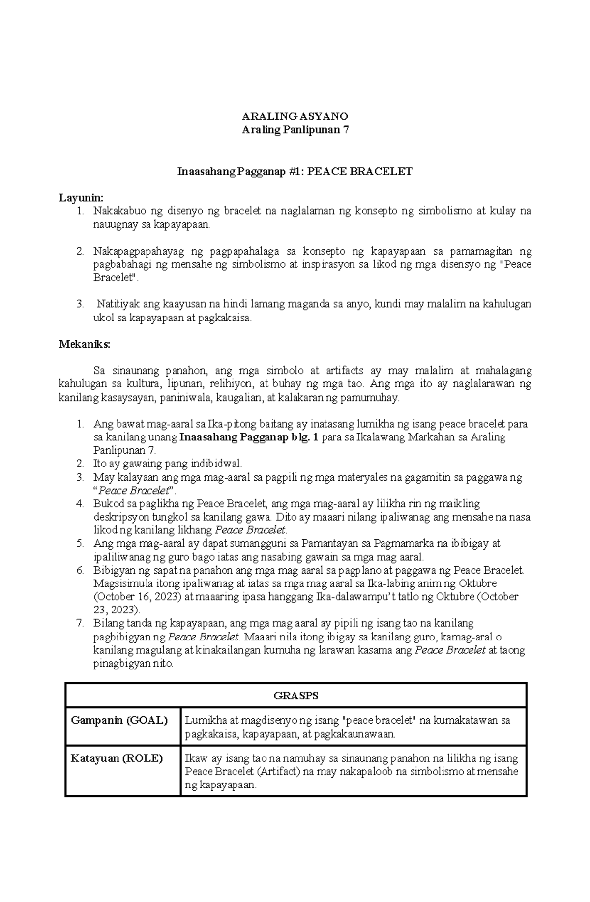 Araling Asyano - SCHOOL ID: 406946 ARALING ASYANO Araling Panlipunan 7 ...