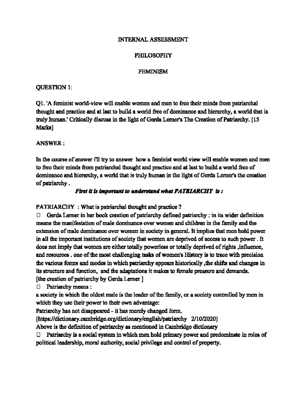 feminist perspective - Feminism - Studocu