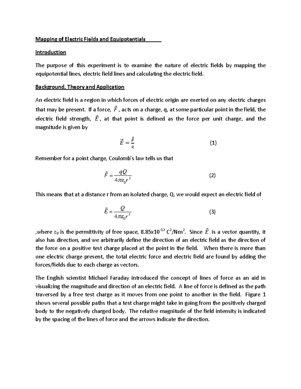 Electric Fieldand Potential Mapping Instructions - Mapping of Electric ...