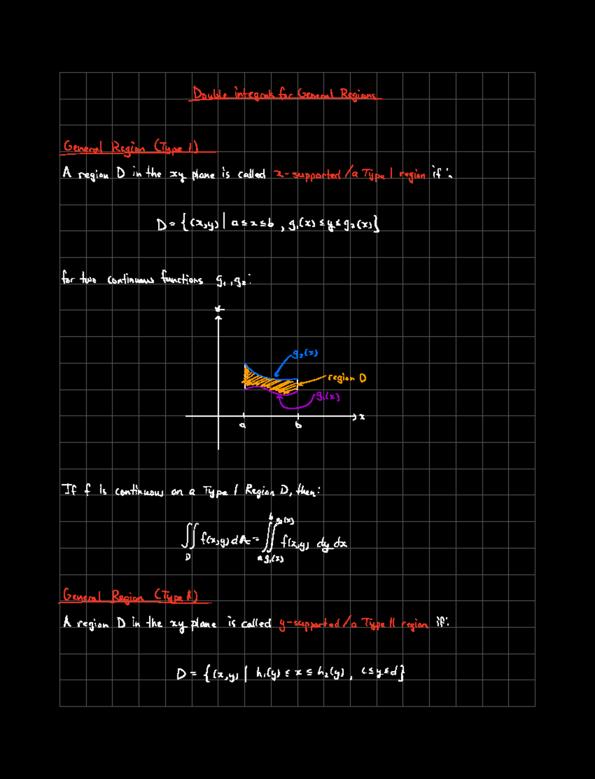 Double integrals over type 1 and type 2 regions, area on R2 using ...