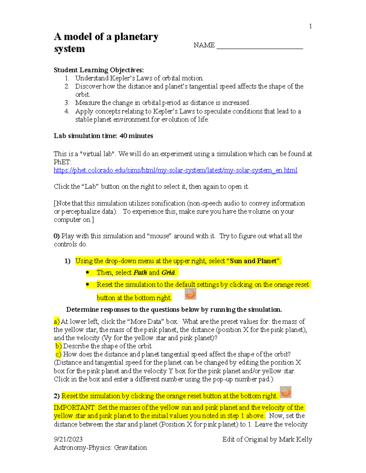 Ph ET My Solar System Lab Prototype - A model of a planetary system ...