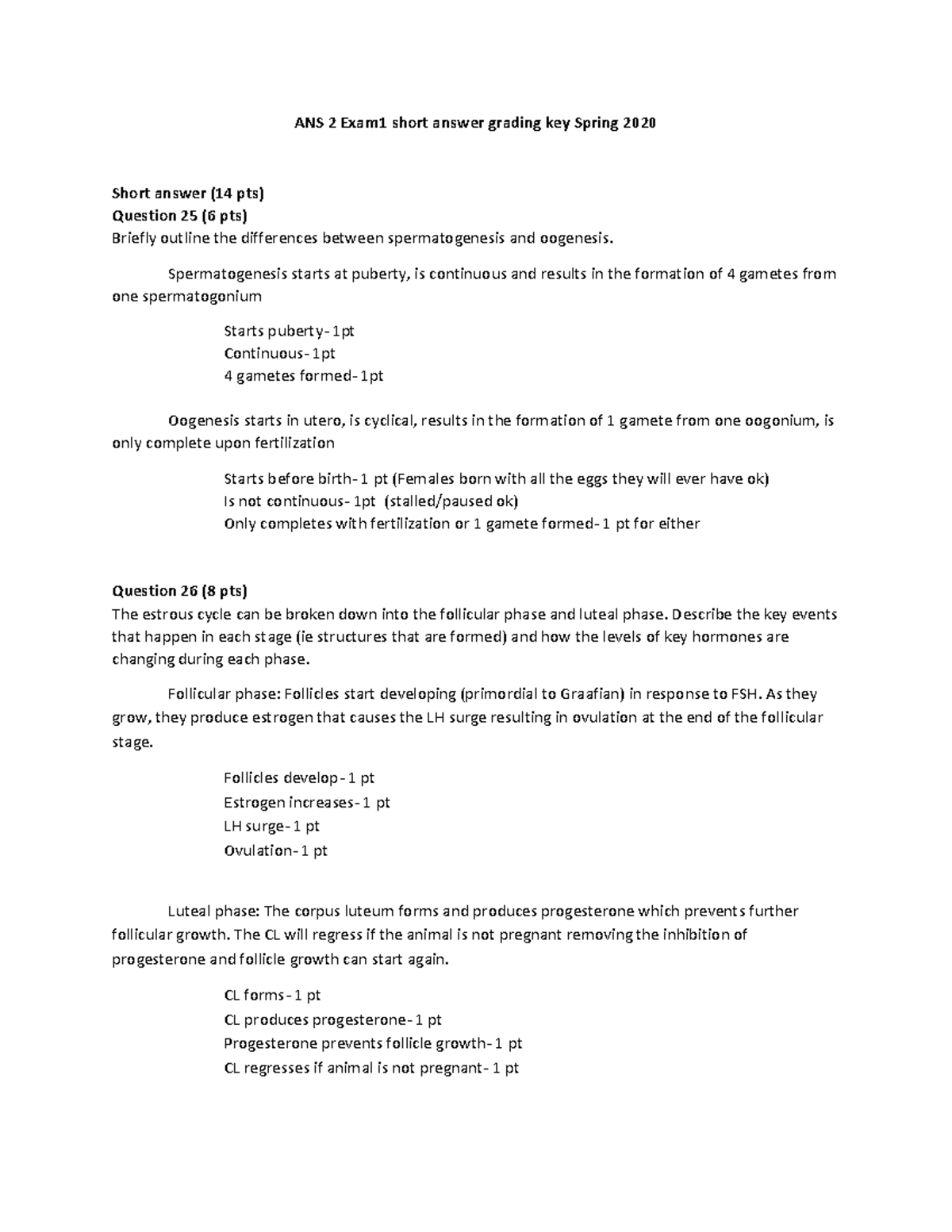 Exam1 short answer key ANS 2 - ANS 2 Exam1 short answer grading key ...