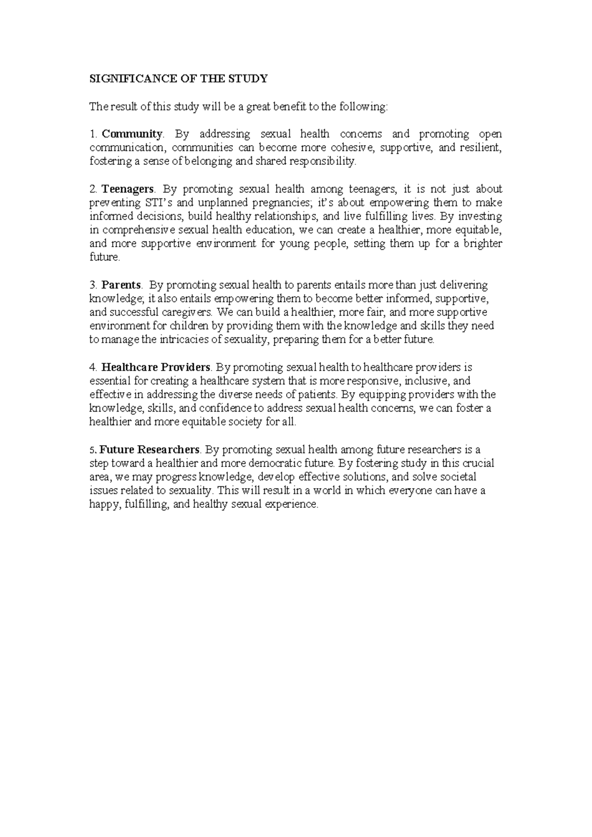 Significance OF THE Study - SIGNIFICANCE OF THE STUDY The result of ...