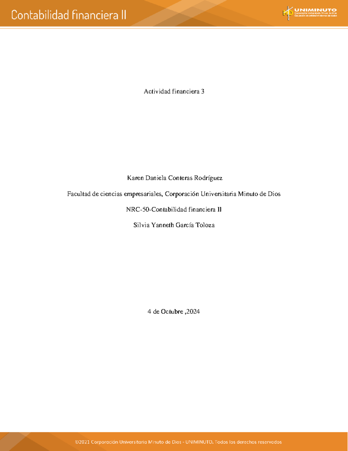 Actividad 3 Contabilidad Financiera II DEF - Actividad financiera 3 Karen Daniela Conteras ...