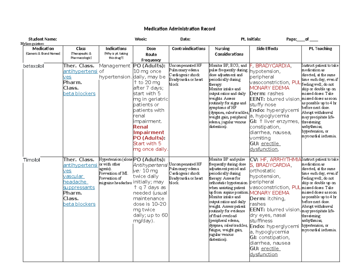 MAR Form word copy - MEd List - Medication Administration Record ...