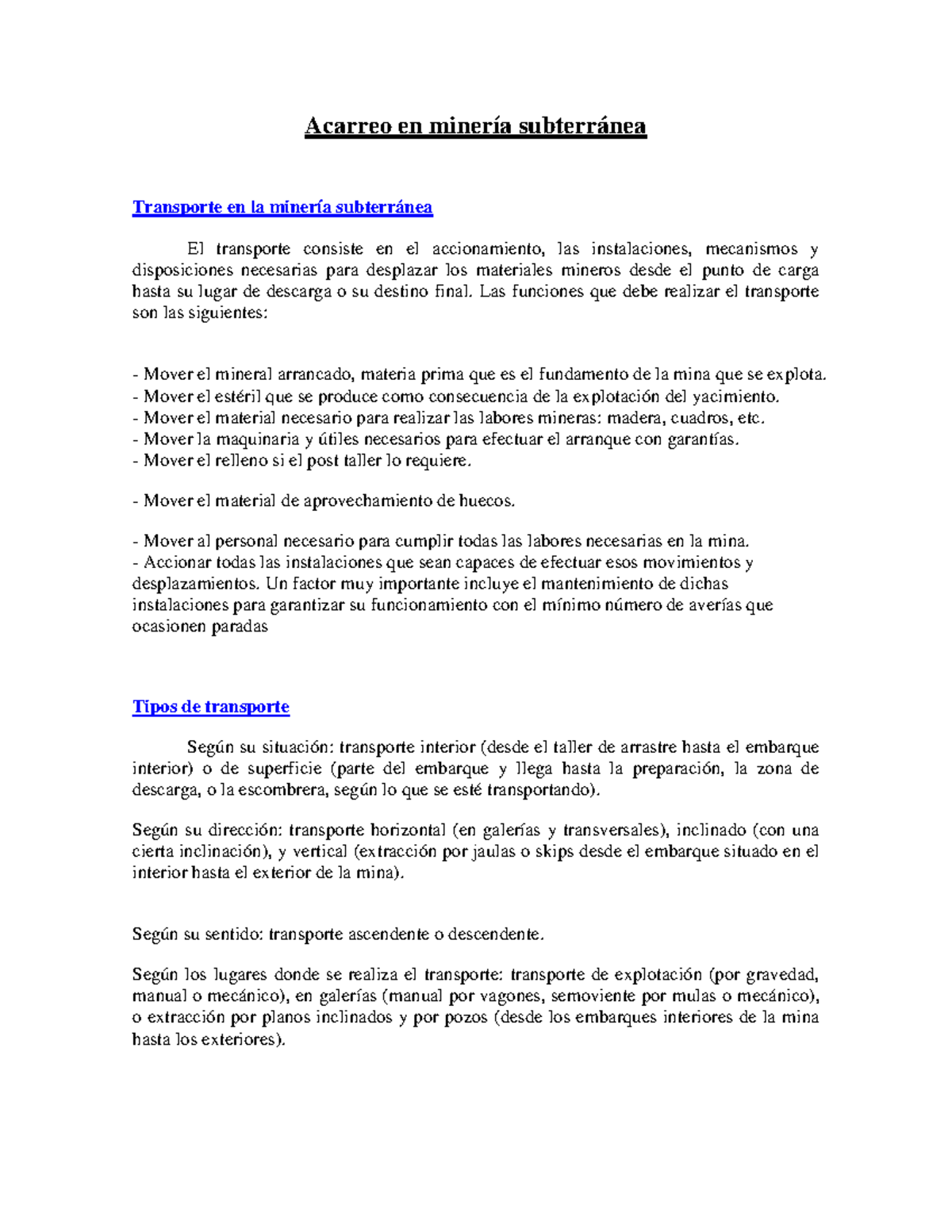 Acarreo en mineria subterranea - Acarreo en minería subterránea ...