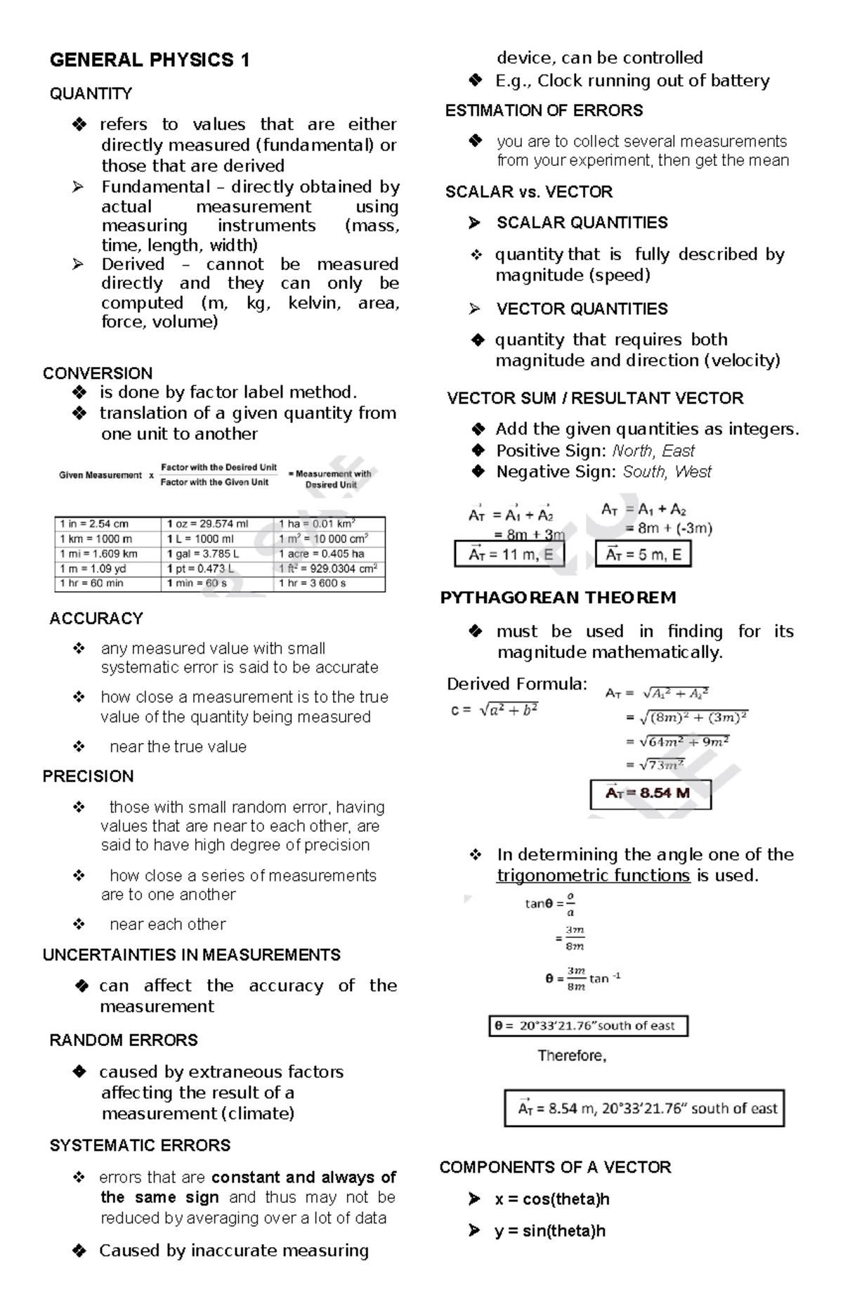 Physics- reviewer - nice - GENERAL PHYSICS 1 QUANTITY refers to values ...