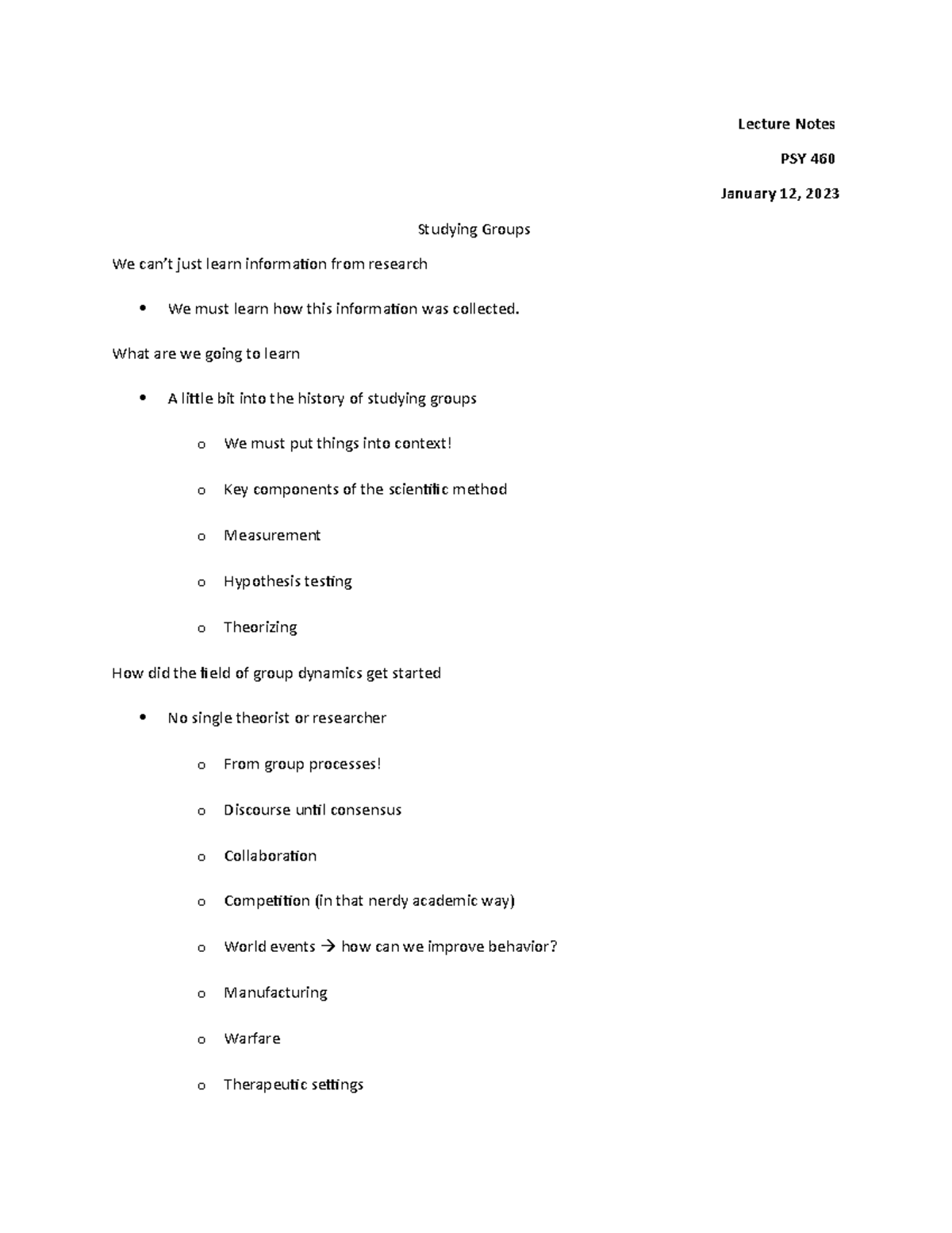 3. Studying Groups - Lecture notes taken from the professor's lecture ...
