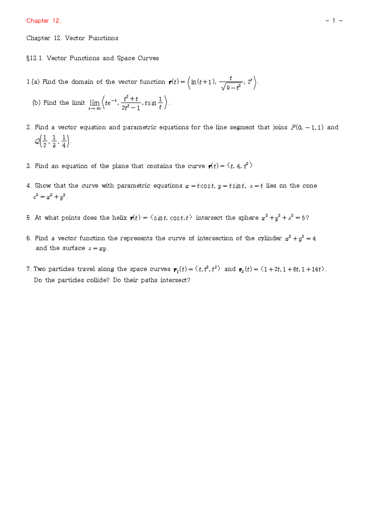 Chapter 12 - Problem Set - Chapter 12. - 1 - Chapter 12. Vector ...