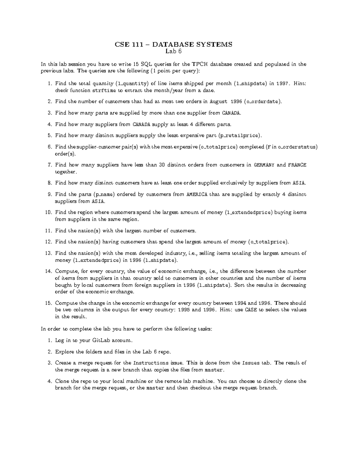 Lab-6 - Professor Florin Rusu - CSE 111 – DATABASE SYSTEMS Lab 6 In ...