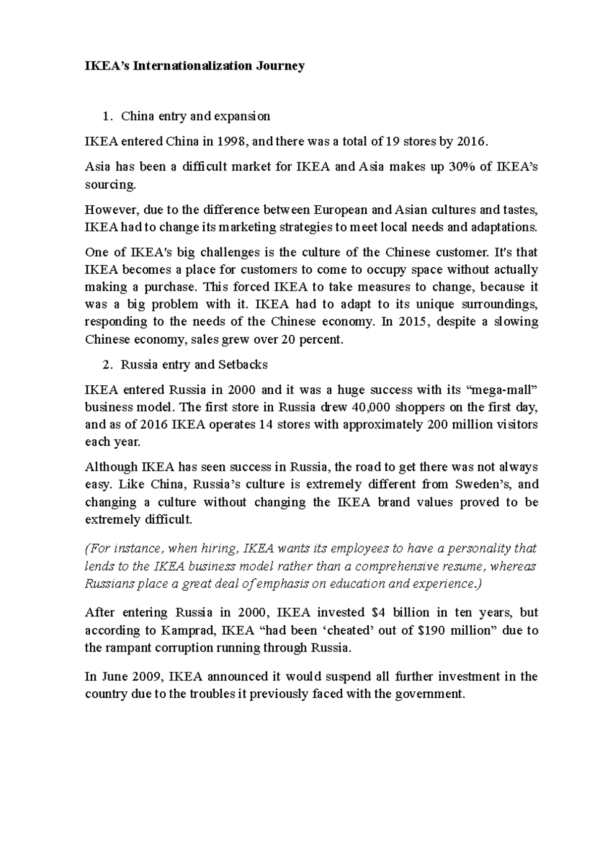 IKEA journey - thank you - IKEA’s Internationalization Journey China ...