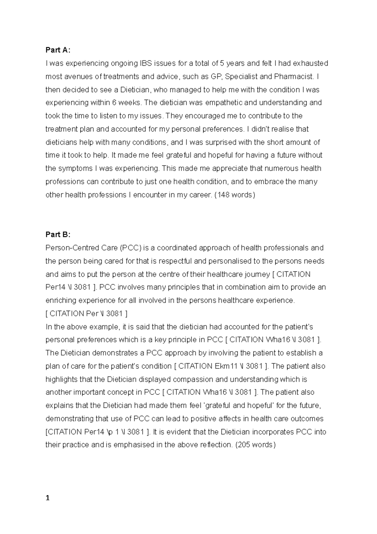 A1 Assessment - A1 Report - Part A: I was experiencing ongoing IBS ...