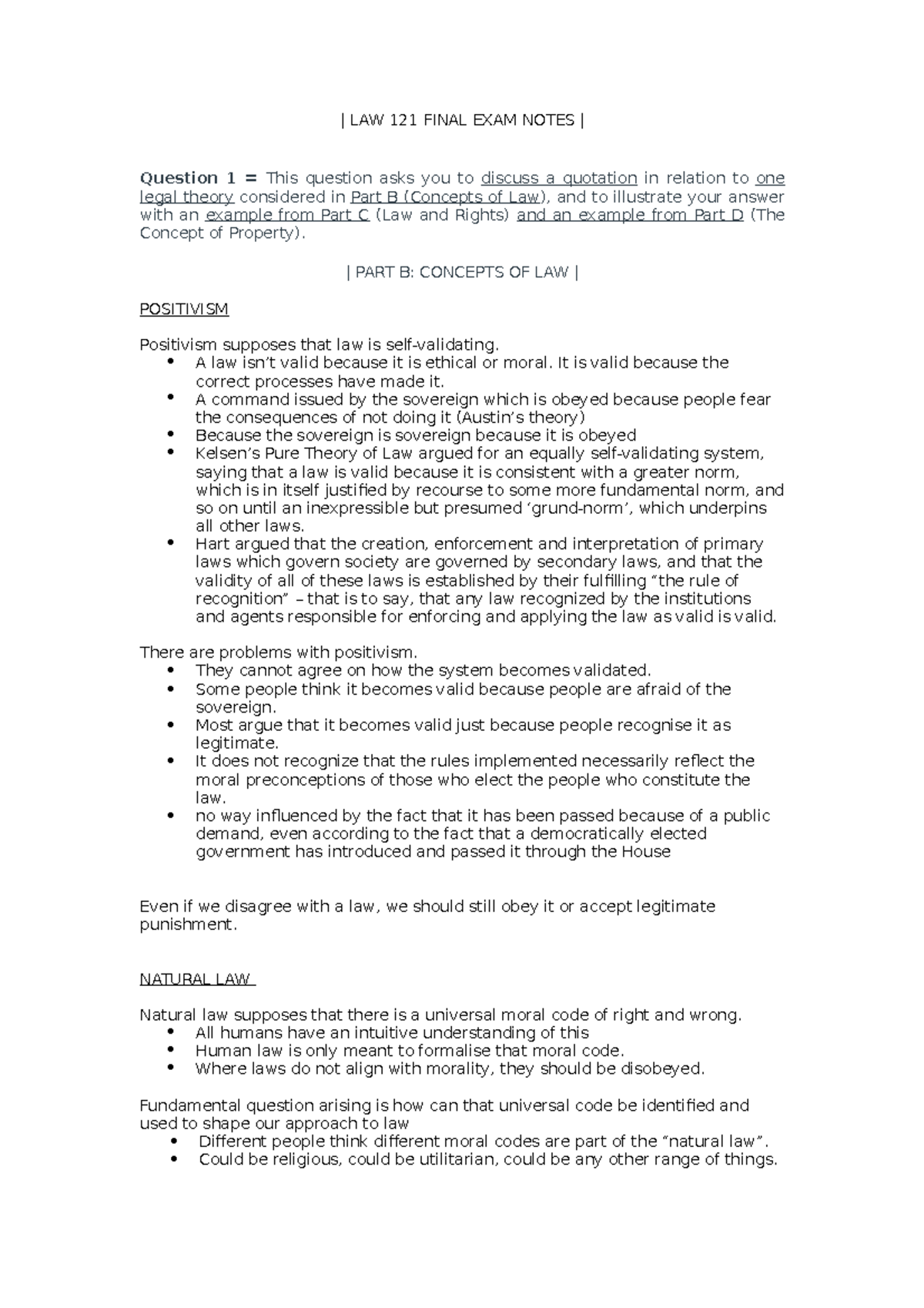 LAW 121 Final EXAM Notes - | LAW 121 FINAL EXAM NOTES | Question 1 ...