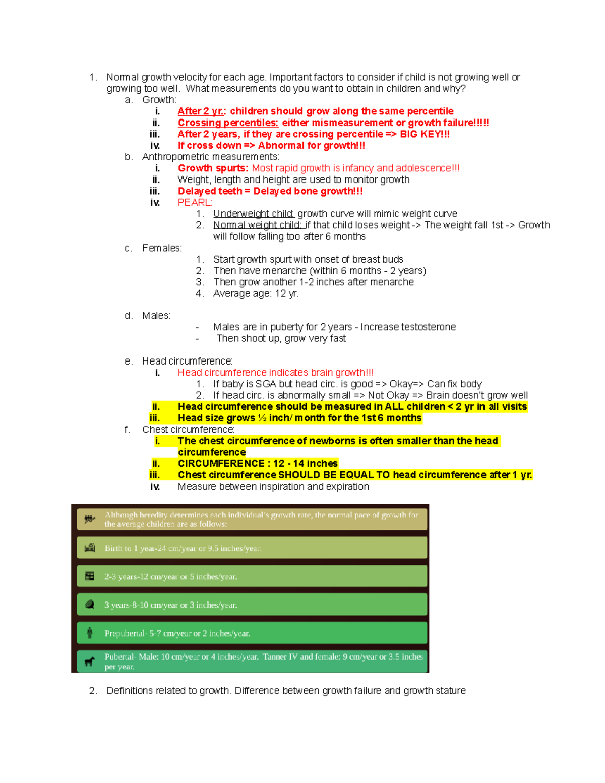 Growth and development - Normal growth velocity for each age. Important ...