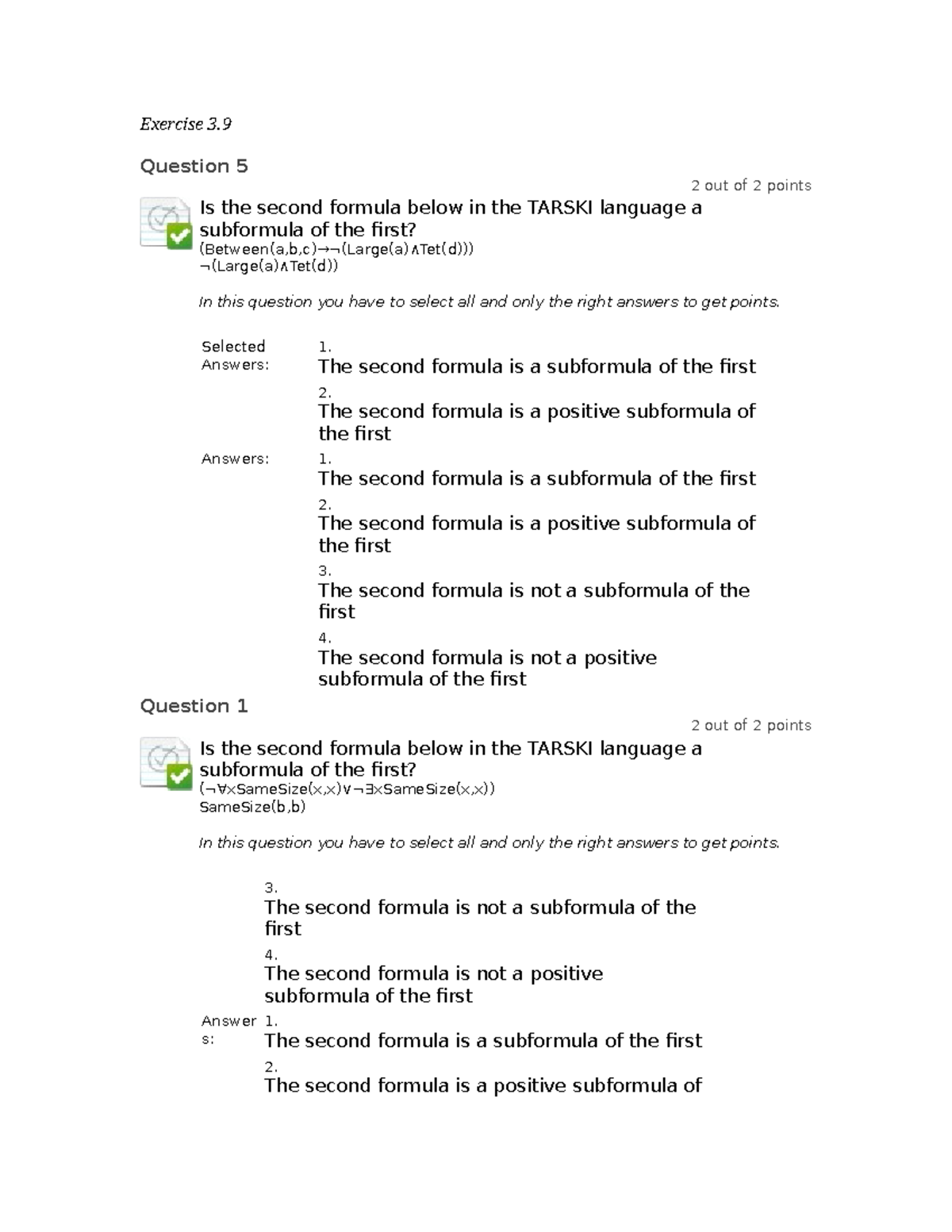 Sample/practice exam 2017, questions and answers - Exercise 3 Question ...