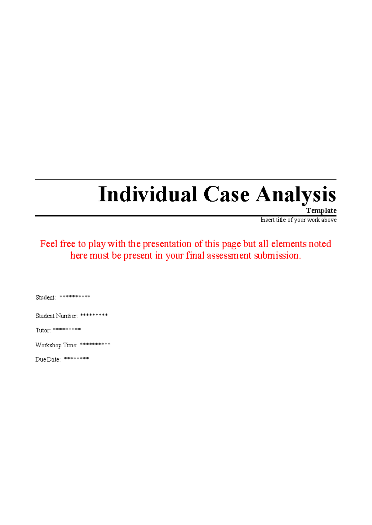 BUS123 Individual Analysis Template 2022 - Individual Case Analysis ...