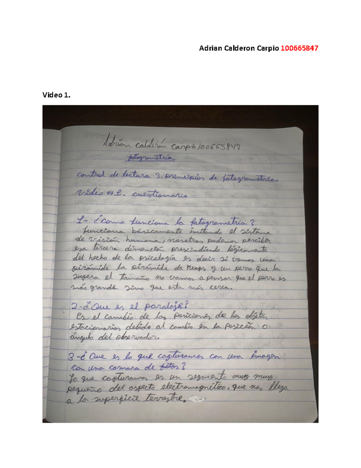 Cuestionarios 1 y 2. Adrian calderon - Fotogrametría - Adrian Calderon ...