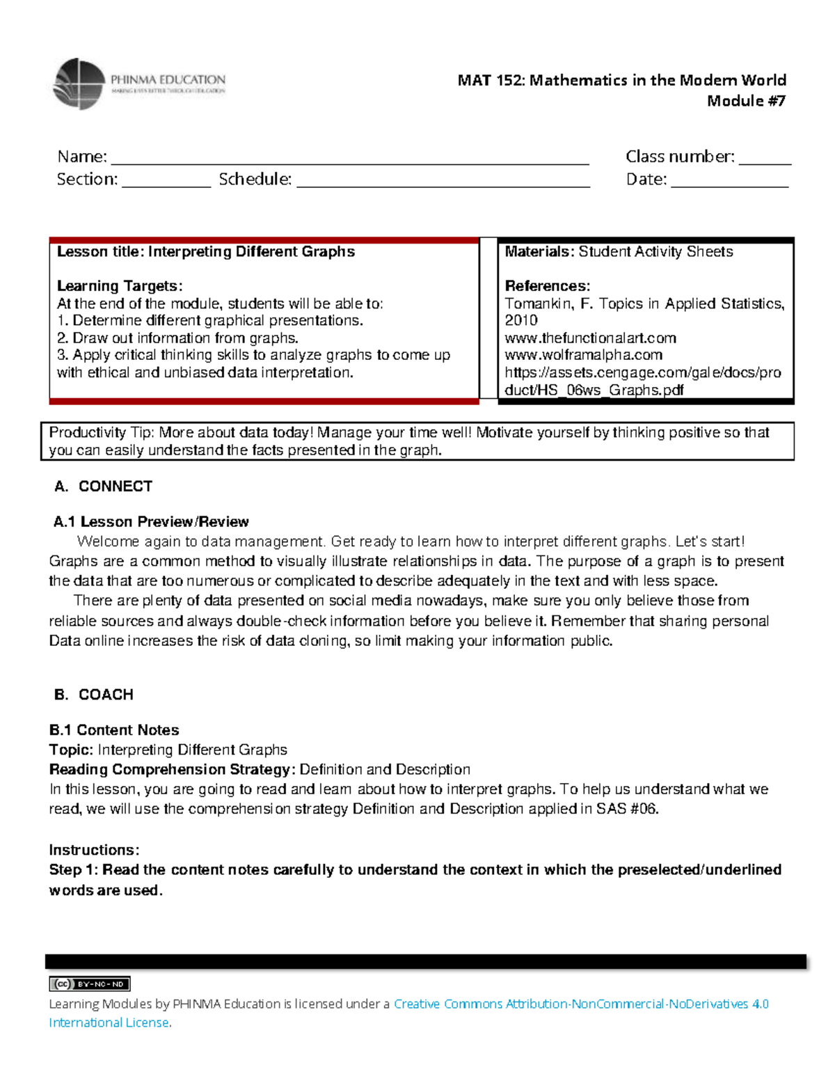 MAT 152 SAS#07 - module - Module Learning Modules by PHINMA Education ...